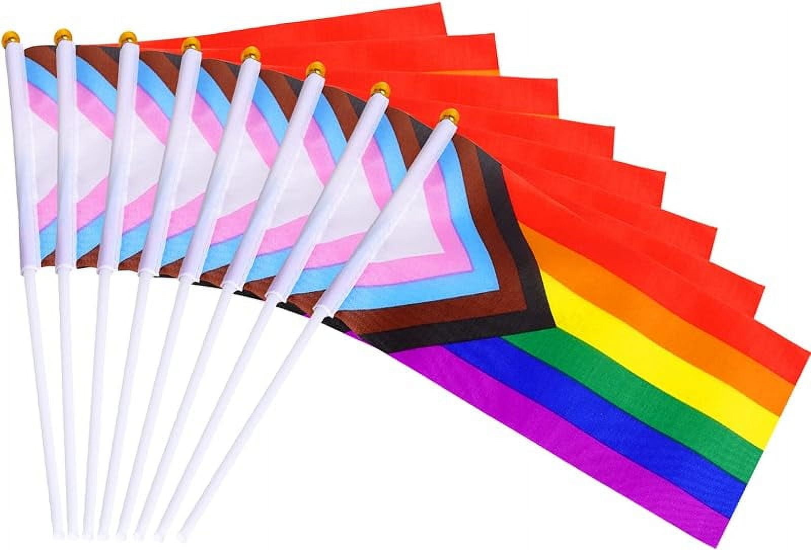 10 Pack Mini Rainbow Gay Pride Flag Small Hand Held LGBT Flags Handheld ...