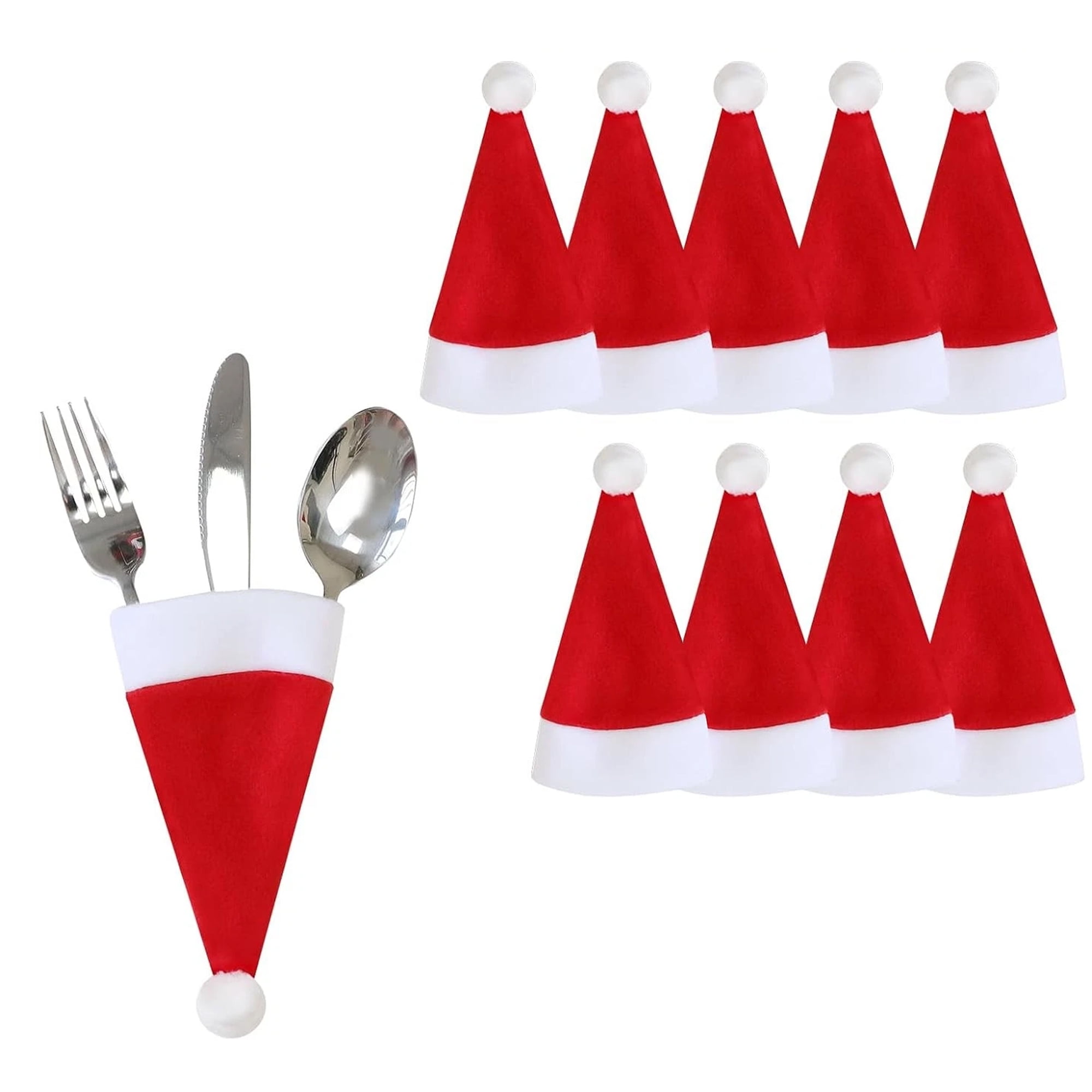 10-Pack Mini Red Santa Hats – Reusable Christmas Table Decor ...