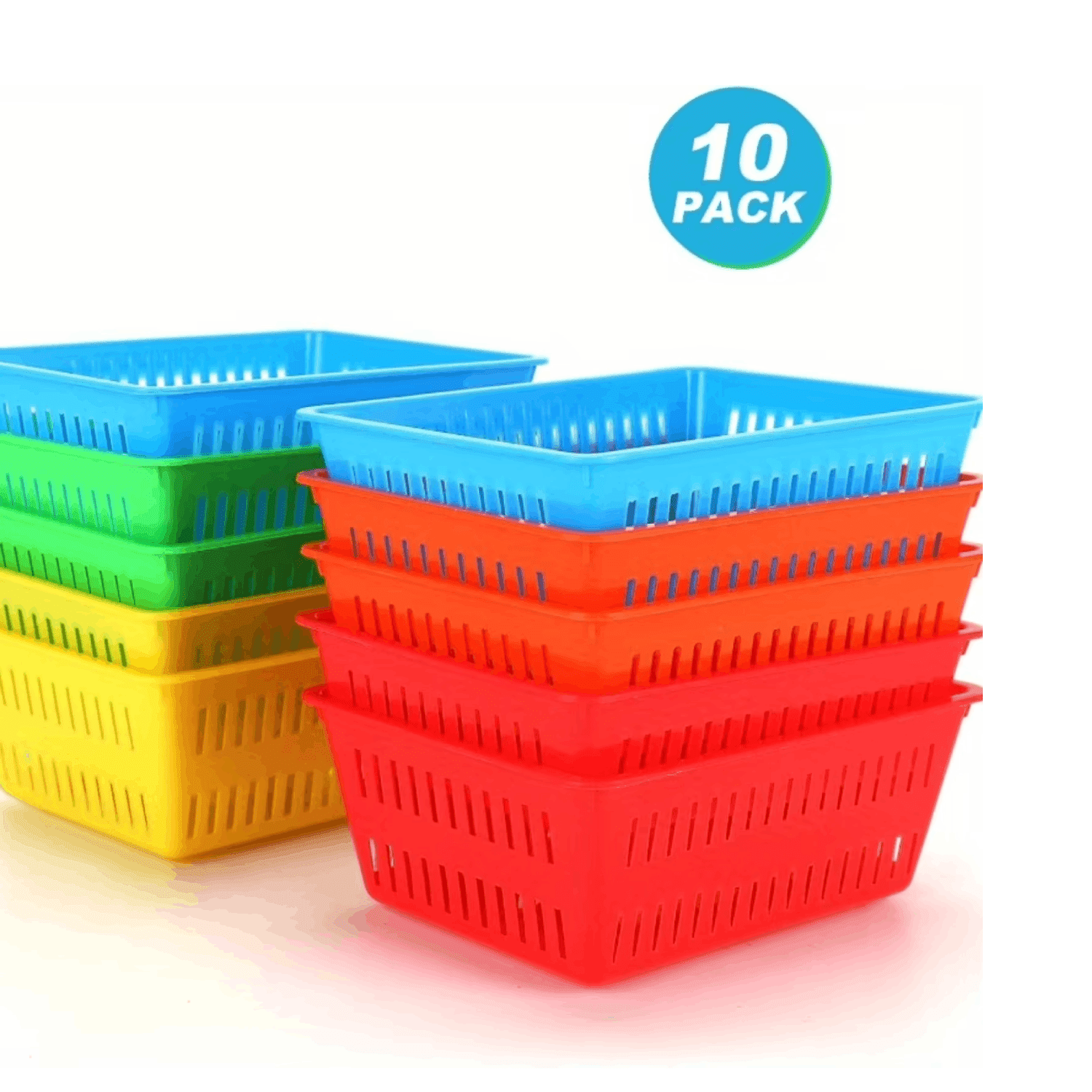 10 Pack Mini Storage Baskets Bins, Plastic Organizer Basket, Colorful ...