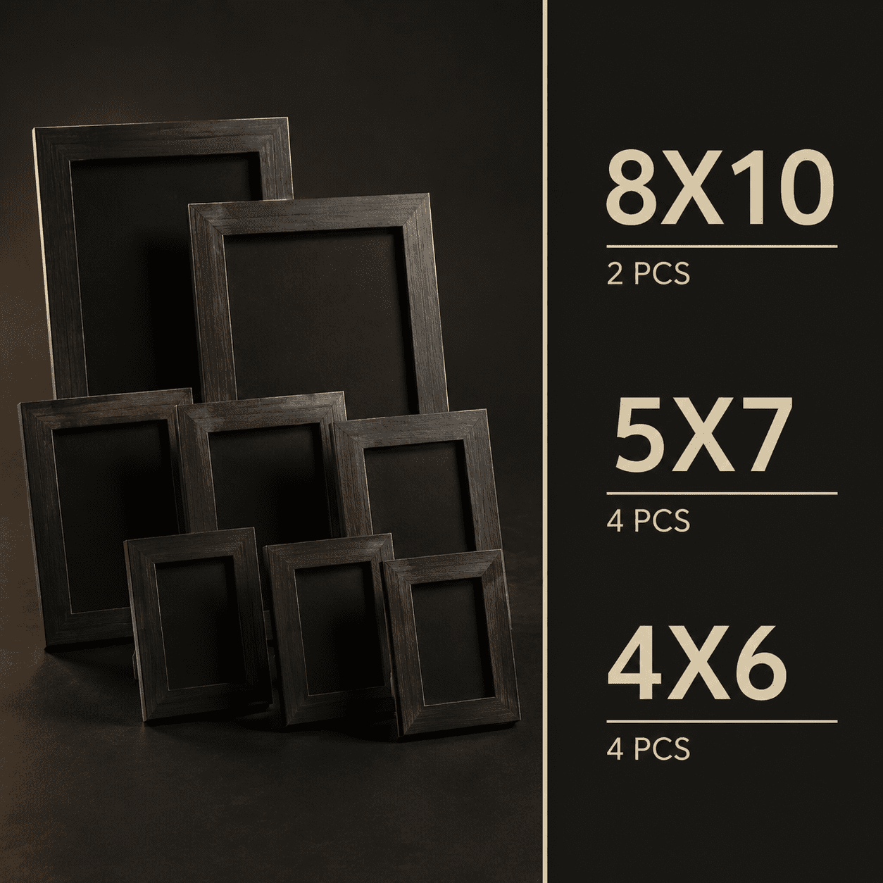 10 Pack Mixed Size Picture Frames, 8x10, 5x7, 4x6, Wall and Desk Use ...