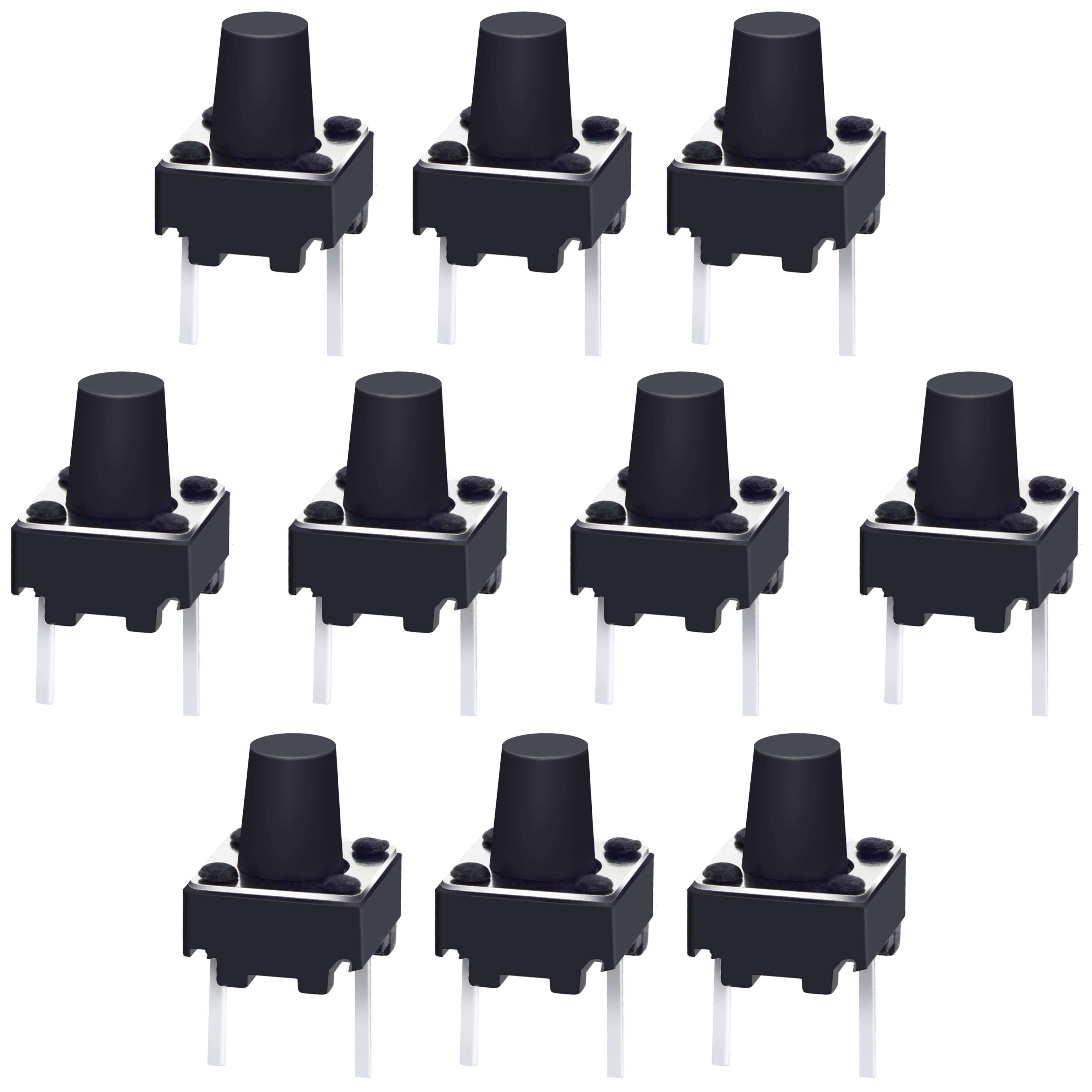 10 Pack Momentary Tactile Push Button Switch, 2-Pin Through Hole Mount ...
