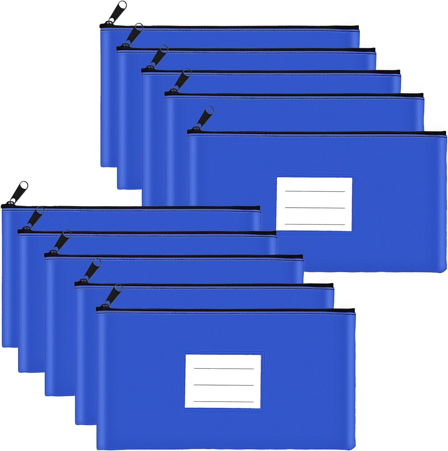 10-Pack Money Bags with Zipper, PU Leather Cash Pouches with Label, 11 ...