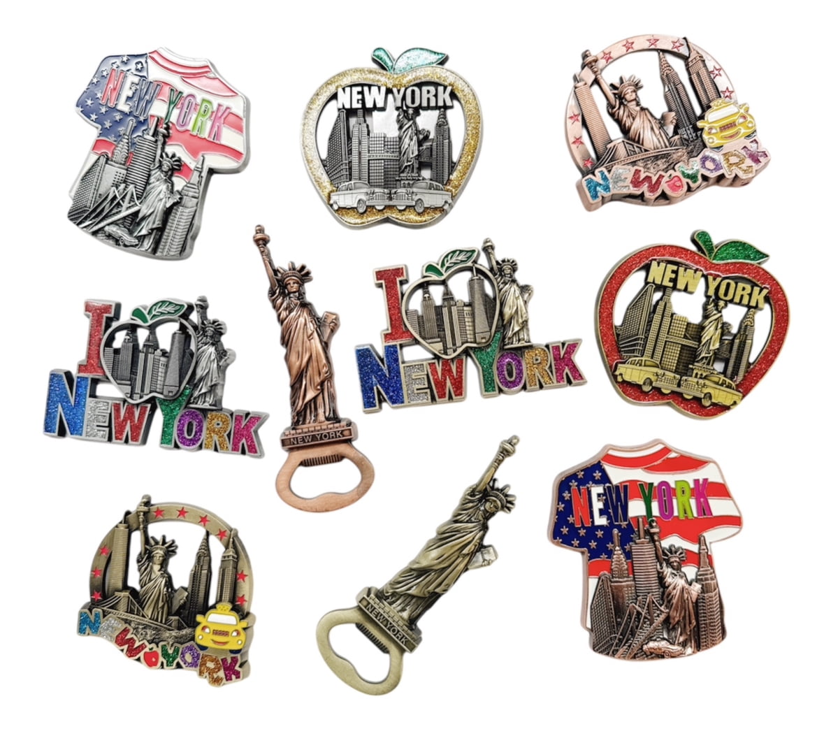 10 Pack Multicolor Bundle NYC Metal Refrigerator Fridge Magnets New ...