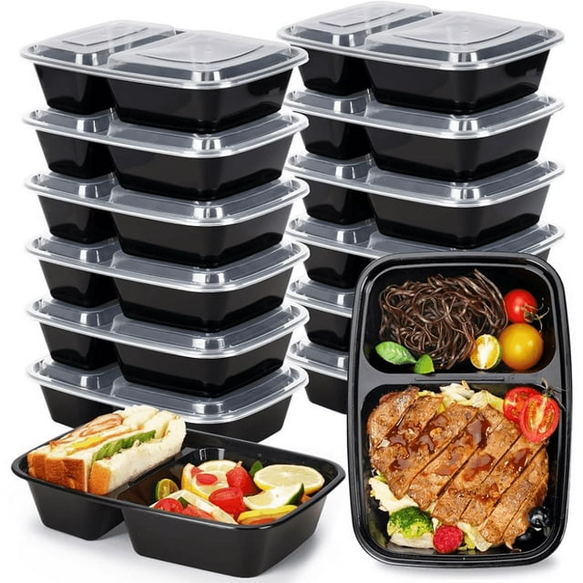 10-Pack Multipurpose Meal Prep Containers - 2-Compartment, Leak-Proof ...