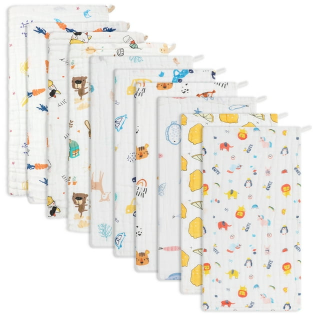 10-Pack Unisex Baby's 100% Cotton Muslin Burp Cloths, Super Soft ...
