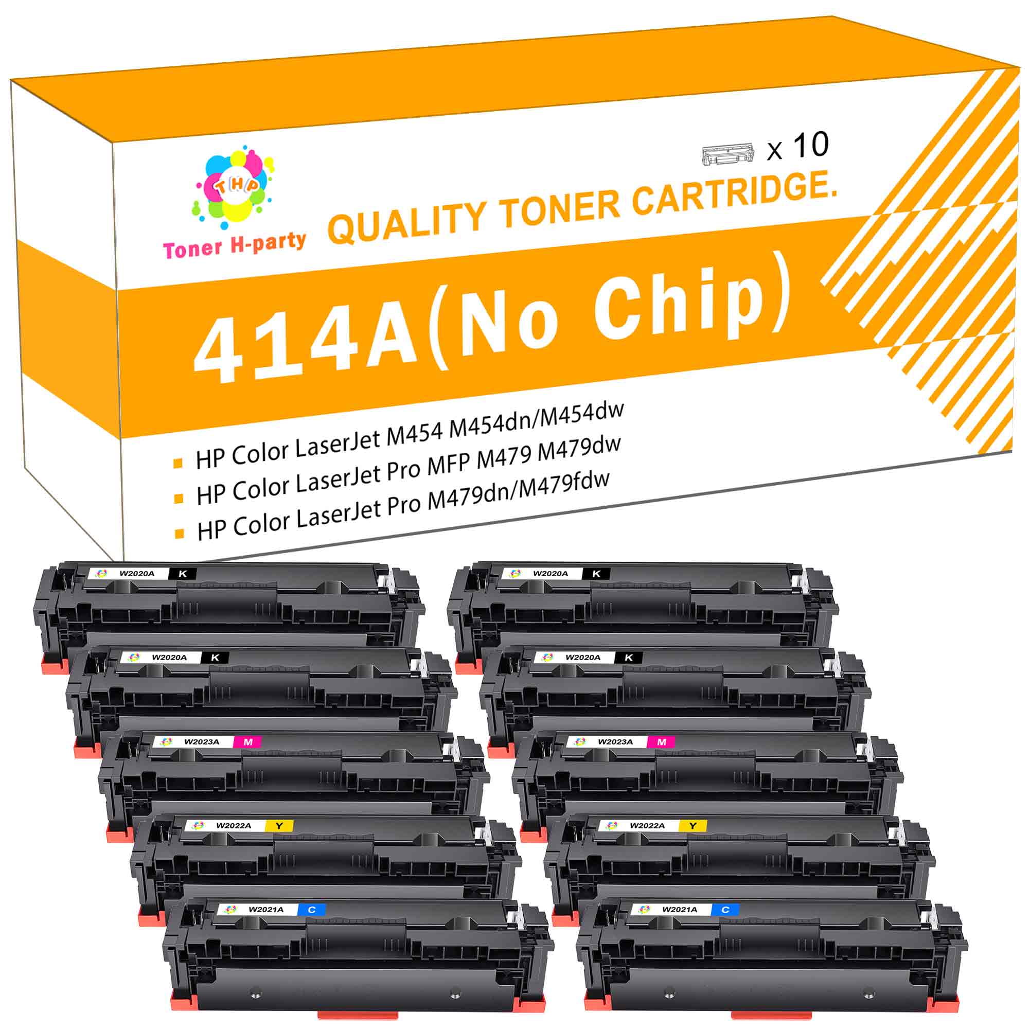 10-Pack NO-CHIP Toner Cartridge Compatible for HP 414A W2020A Color Pro ...