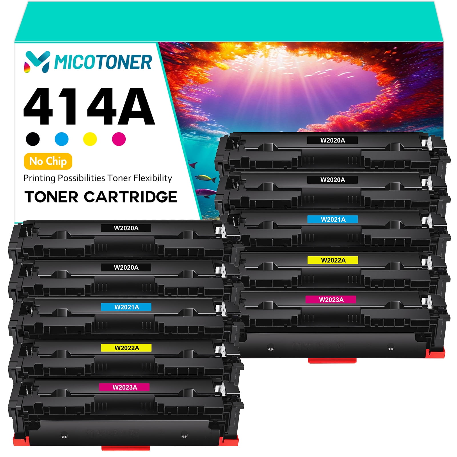 10-Pack NO Chip Compatible Toner Cartridge for HP 414A W2020A Color ...