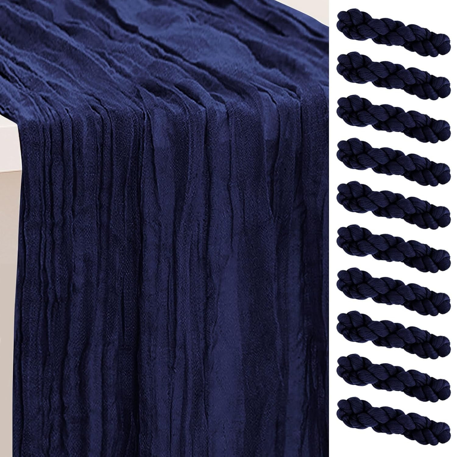 10 Pack Navy Blue Cheesecloth Table Runner 35x120 Inch 10Ft Rustic ...