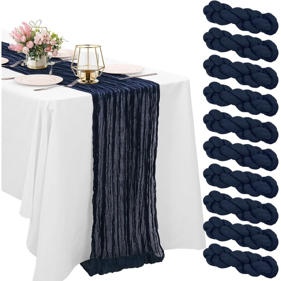 10 Pack Navy Blue Cheesecloth Table Runner 6FT Boho Gauze Fabric Sheer ...