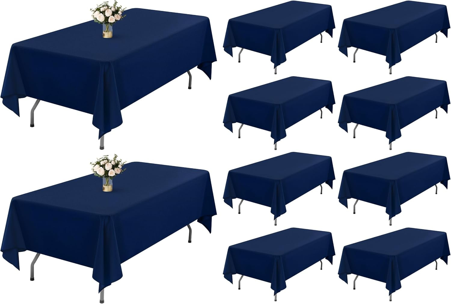 10 Pack Navy Blue Tablecloth 60 x 126 Inch,Rectangle Navy Blue Table ...