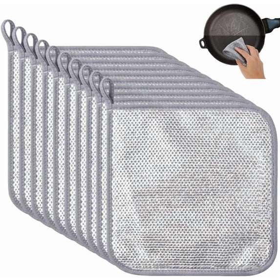 10-Pack Non Scratch Wire Dishcloths - 7.87"x7.87" Multipurpose Steel ...