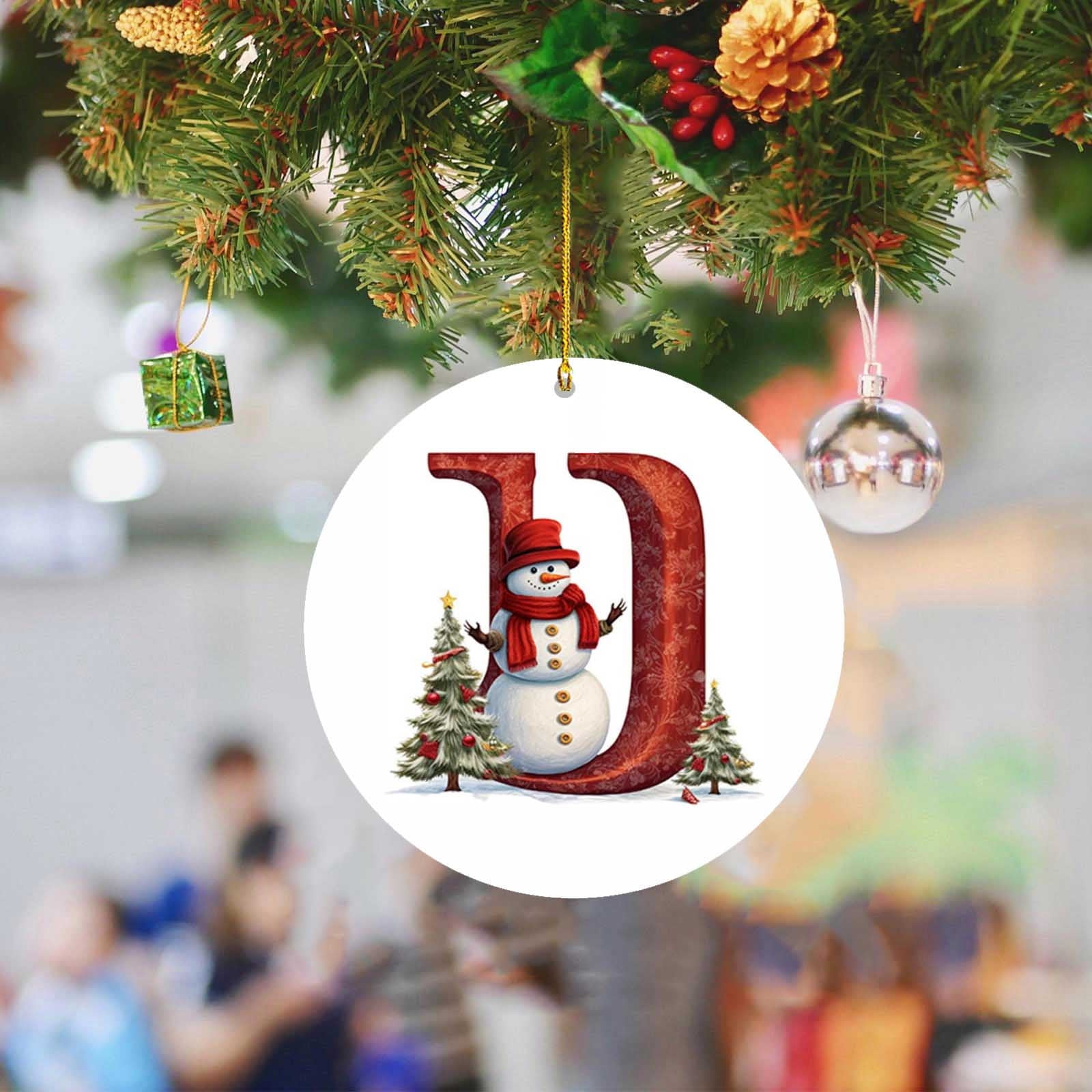 10 Pack Of 2024 26 Letter Christmas Snowman Christmas Pendant - Acrylic ...