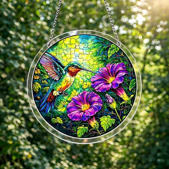 10 Pack Of 20cm Acrylic Hanging Decor Round Art Ornament With Chain ...