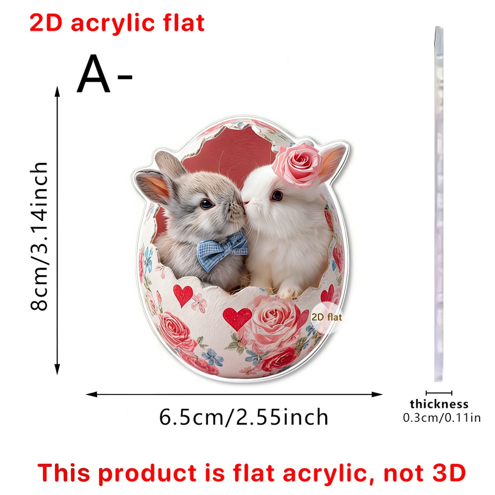 10 Pack Of 2D Planar Easter Bunny Acrylic Decorative Pendant - Walmart.com
