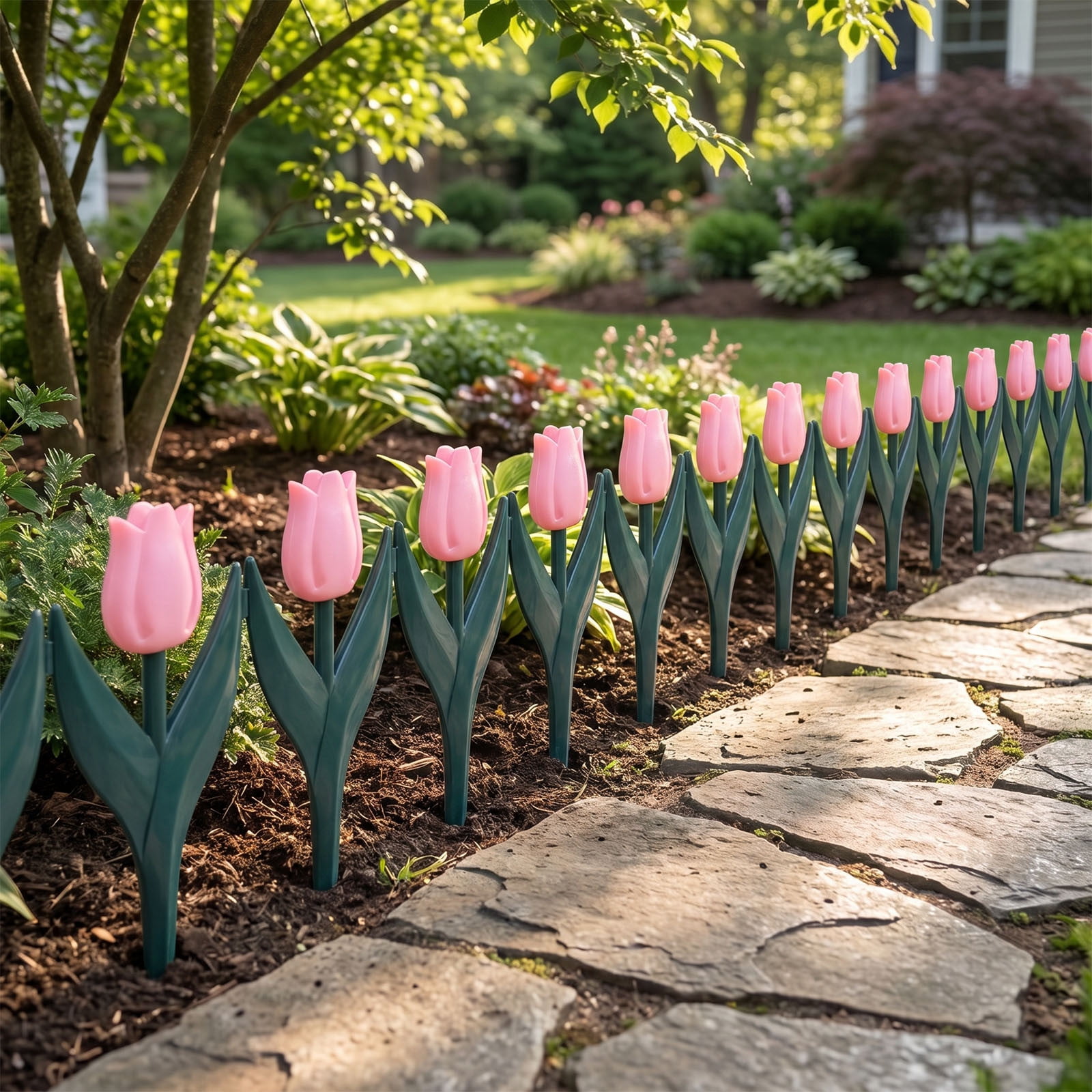 10 Pack Of 2pcs Plastic Garden Edging Fence Flower Bed Border For ...