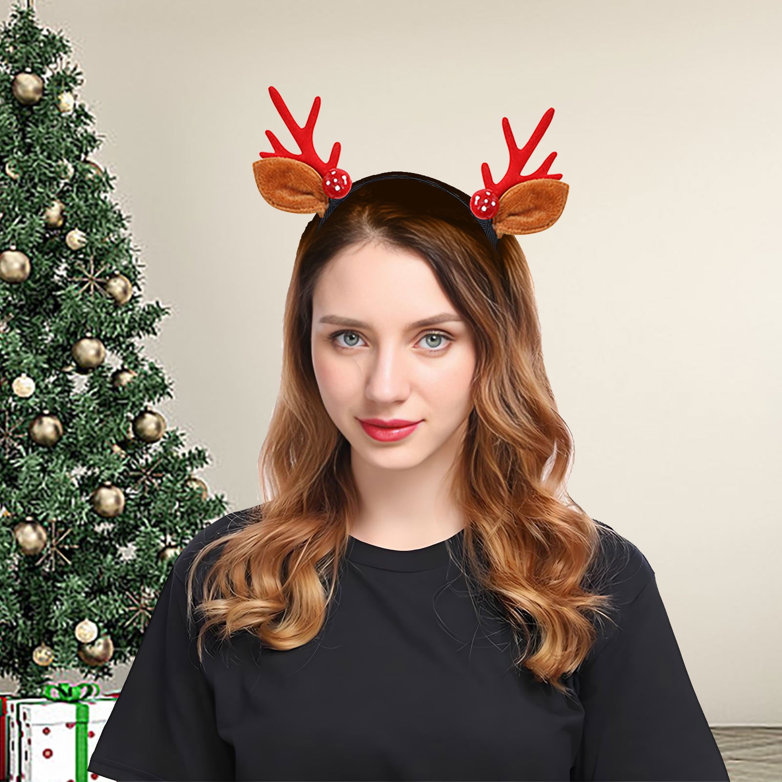 10 Pack Of Christmas Red Deer Antlers Headband For Girls And Children ...