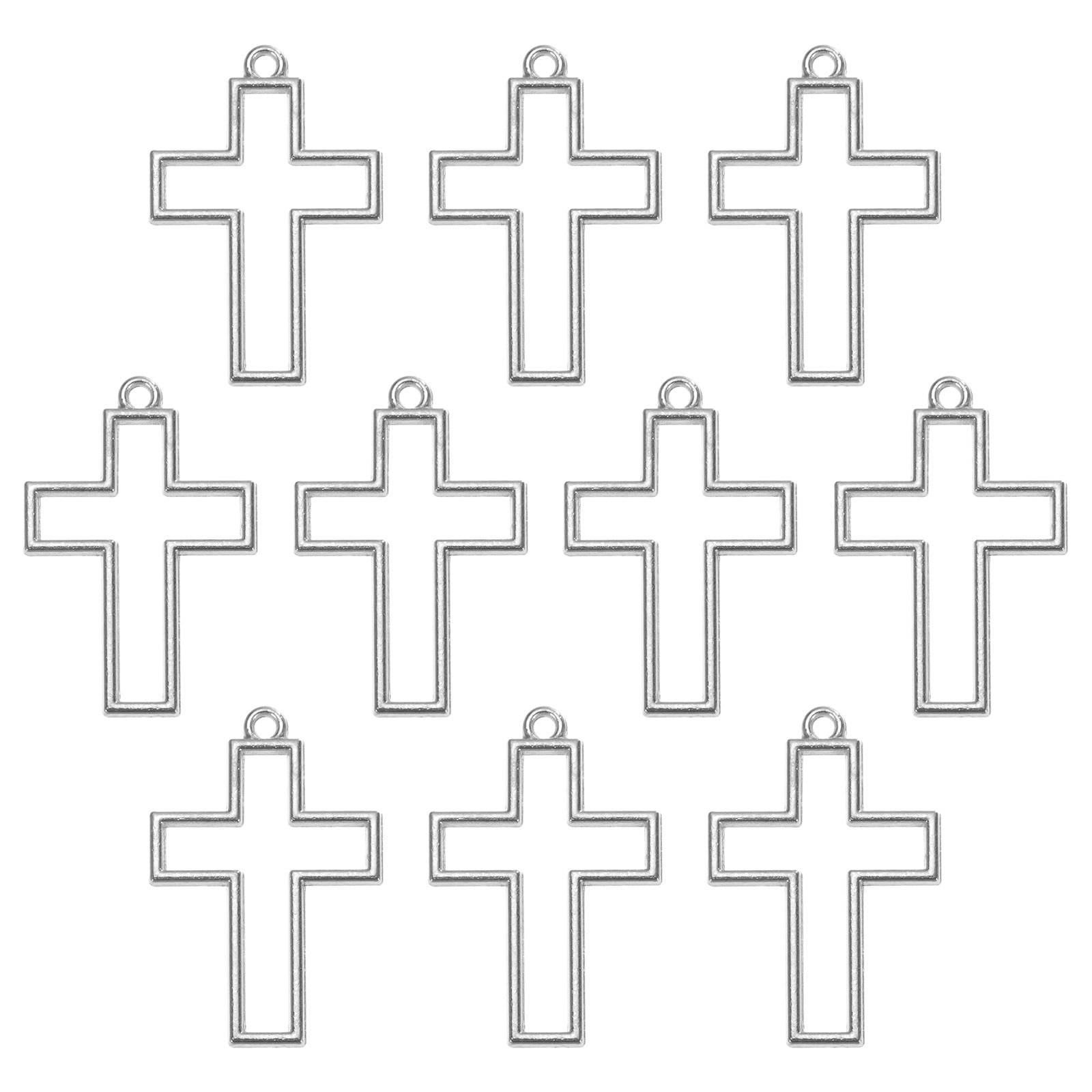 10-Pack Open Bezels for Resin, Cross Shape Open Back Bezel Pendants for ...