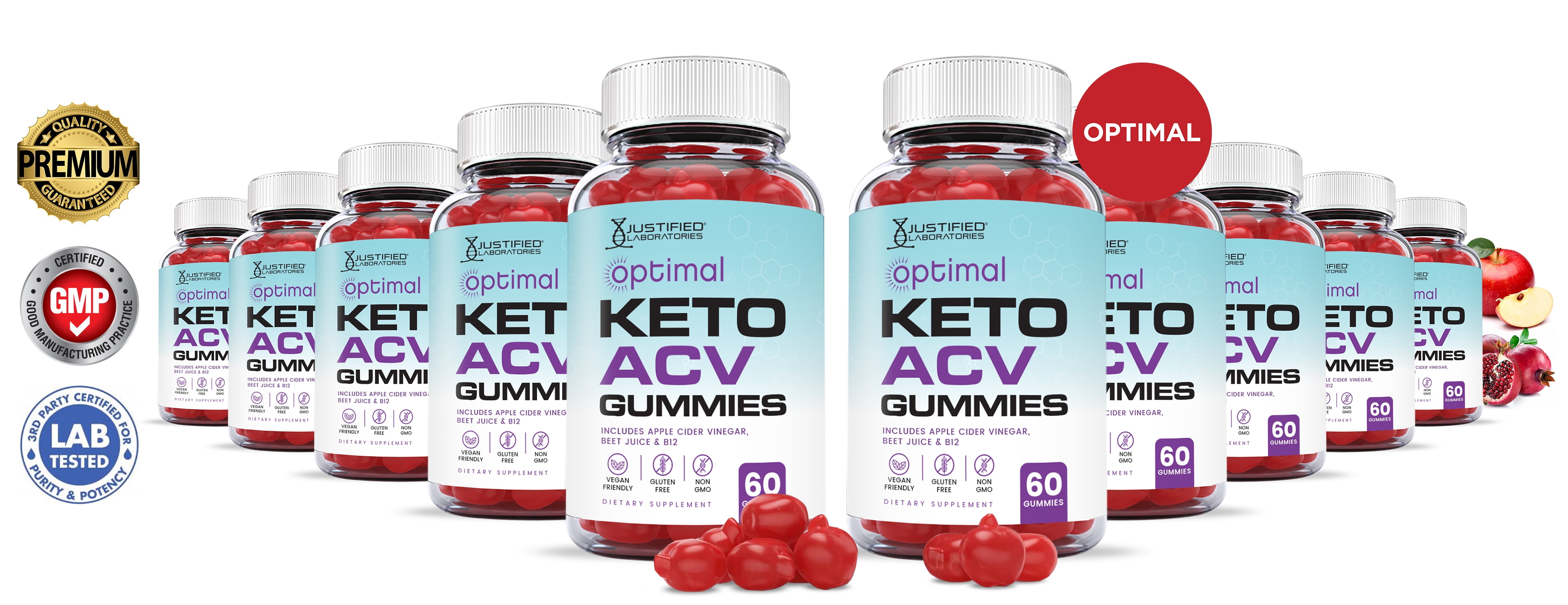 Justified Laboratories Optimal Keto ACV Gummies, 1000MG Apple Cider ...