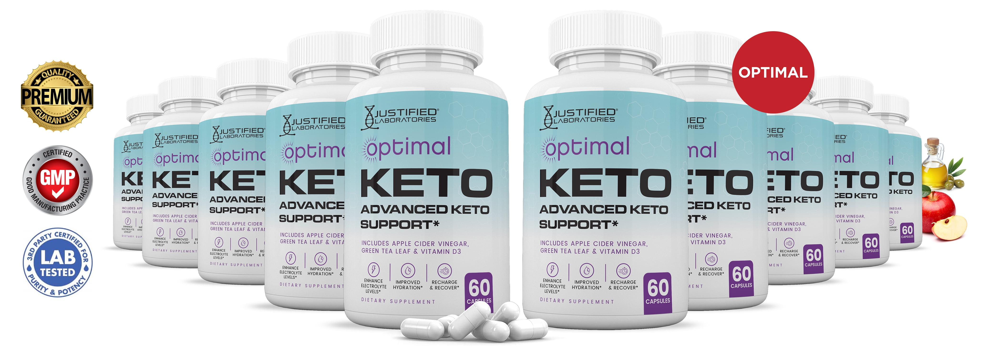 (10 Pack) Optimal Keto ACV Pills 1275mg Alternative to Gummies Dietary ...