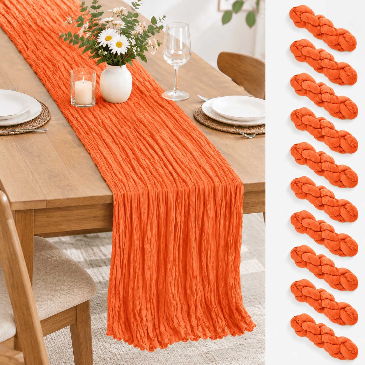 10 Pack Orange Cheesecloth Table Runner 22 X 120 Inch Fall - Walmart.com