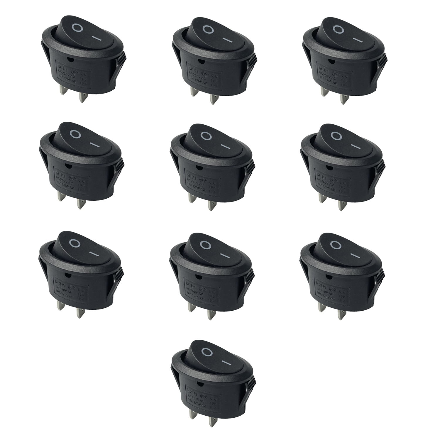 10-Pack Oval Boat Rocker Switch 2 Terminal 2 Position On/Off AC 125V ...