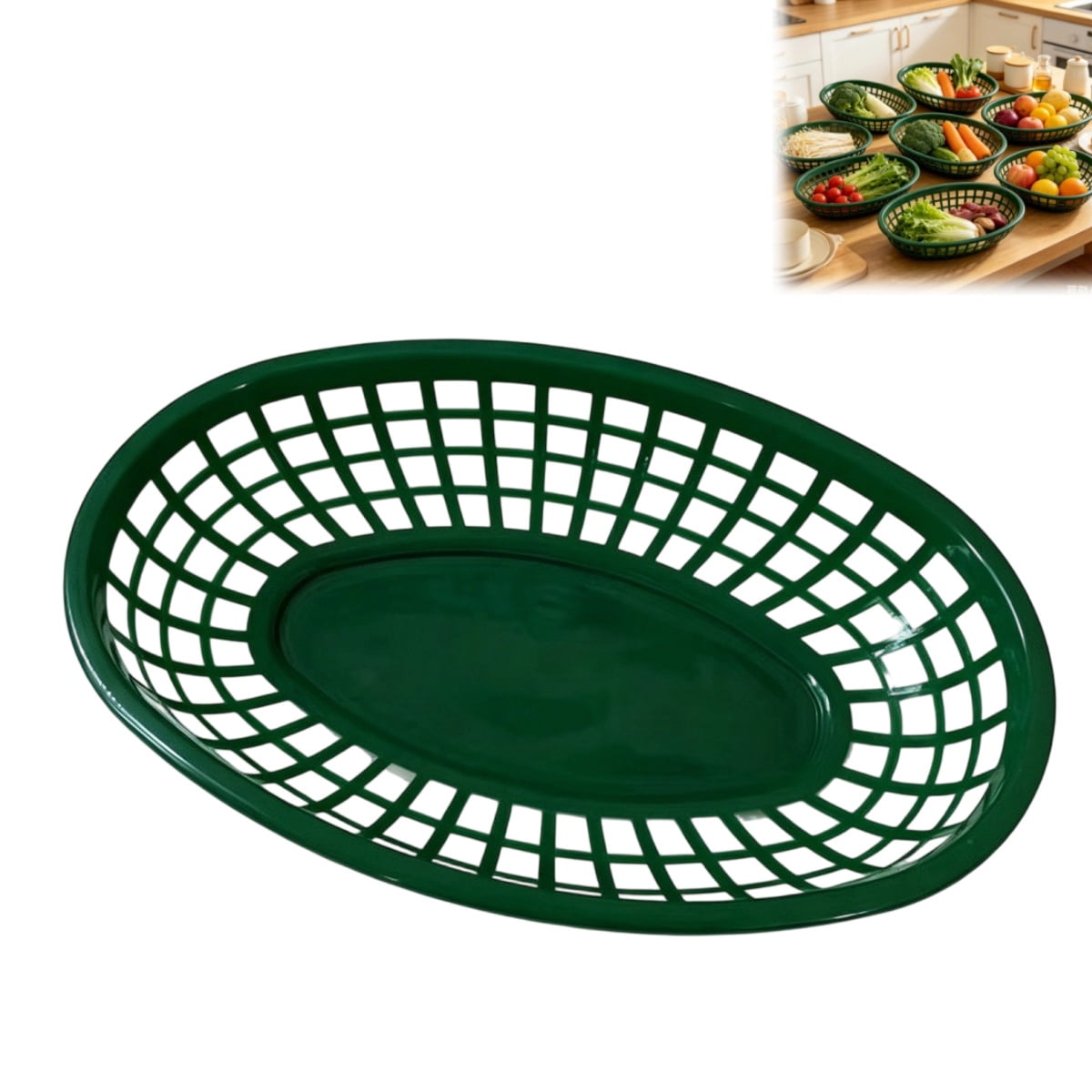10 Pack Oval Plastic Storage Baskets, Colorful Fruit Vegetable Serving ...