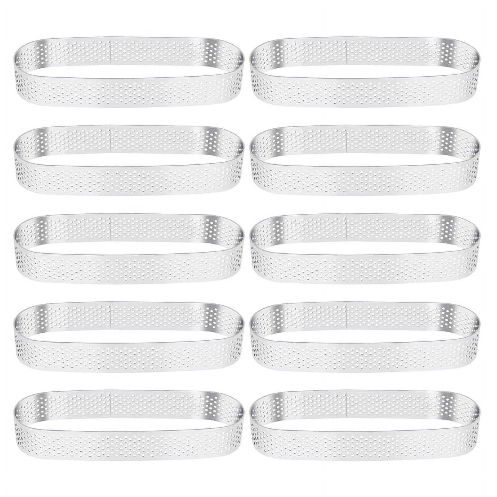 10 Pack Oval Tart Ring,Perforated Baking Ring,Pastry Ring,Stainless ...