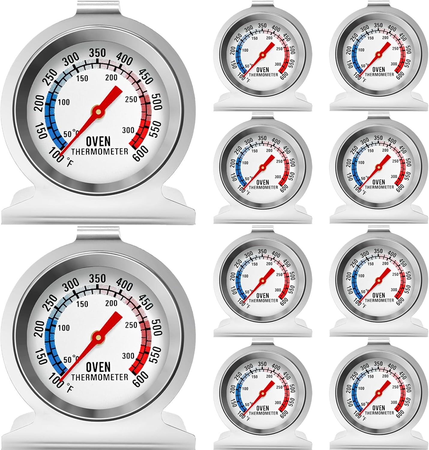 10 Pack Oven Thermometer 50-300°C/100-600°F Stainless Steel Oven ...