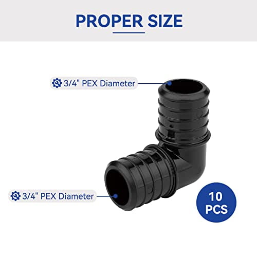 10 Pack PEX Poly Fittings,3/4 inch X 3/4 inch Pex Poly PPSU Barb Crimp Elbow Fittings,90 Degree ...