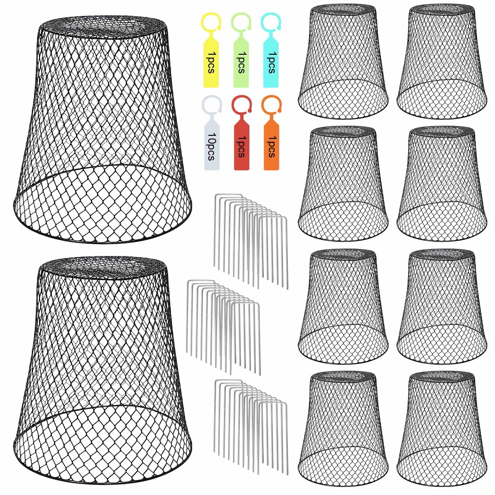 10 Pack PVC-Coated Metal Plant Protective Cage Set, Tapered Mesh Design ...