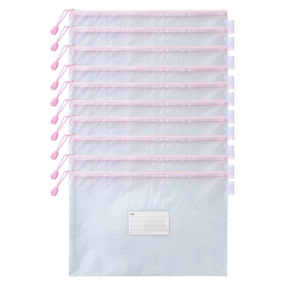 10 Pack PVC Mesh Zipper File Pouches with Label Pocket, Assorted Colors ...