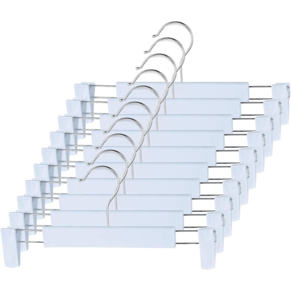 10 Pack Pants Hangers with Adjustable Non-Slip Clips Anti-Rust Hook for ...