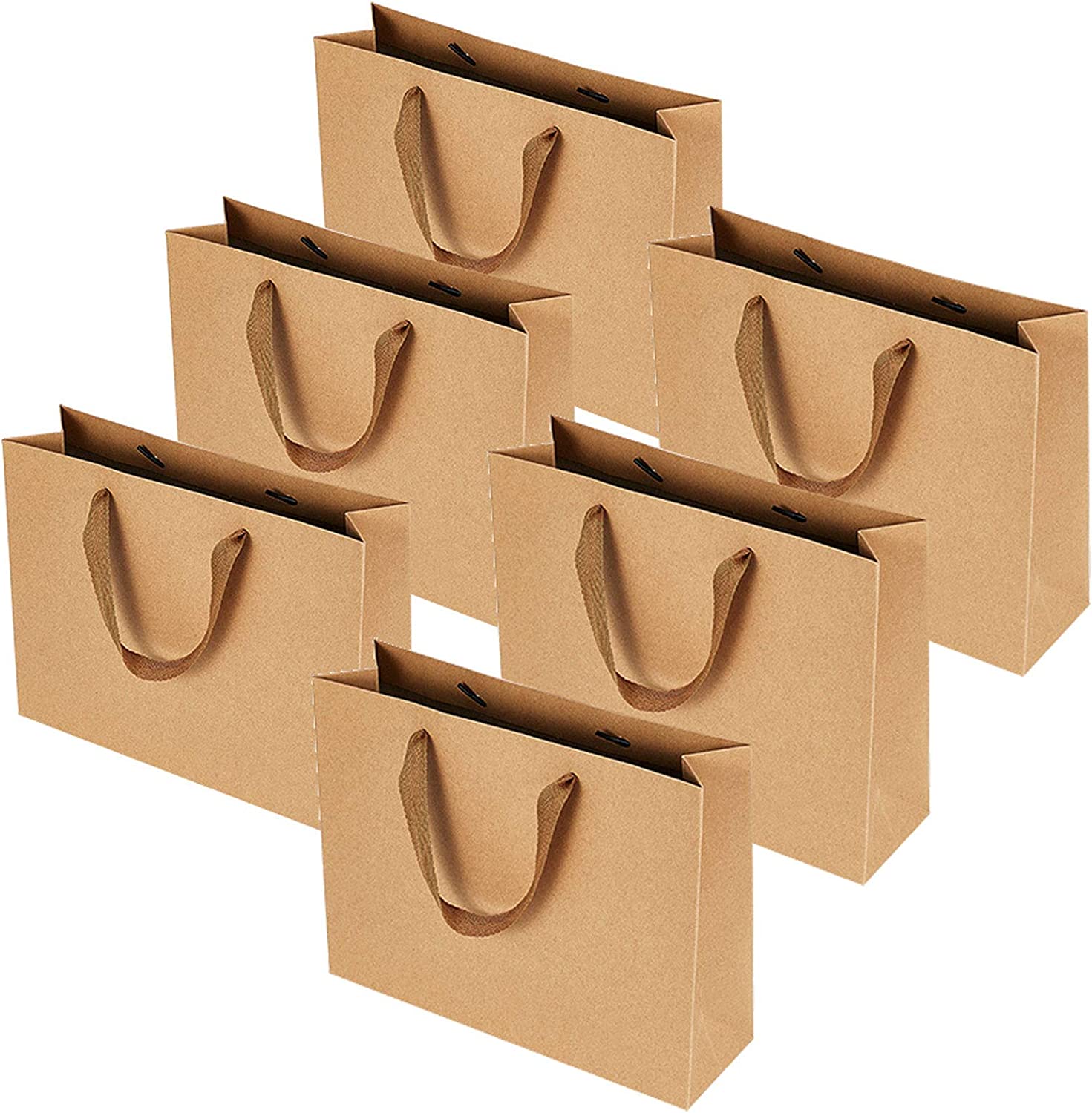 10 Pack Paper Bags with Handles 11 x 15.7 x 4.7" Brown Kraft Paper ...