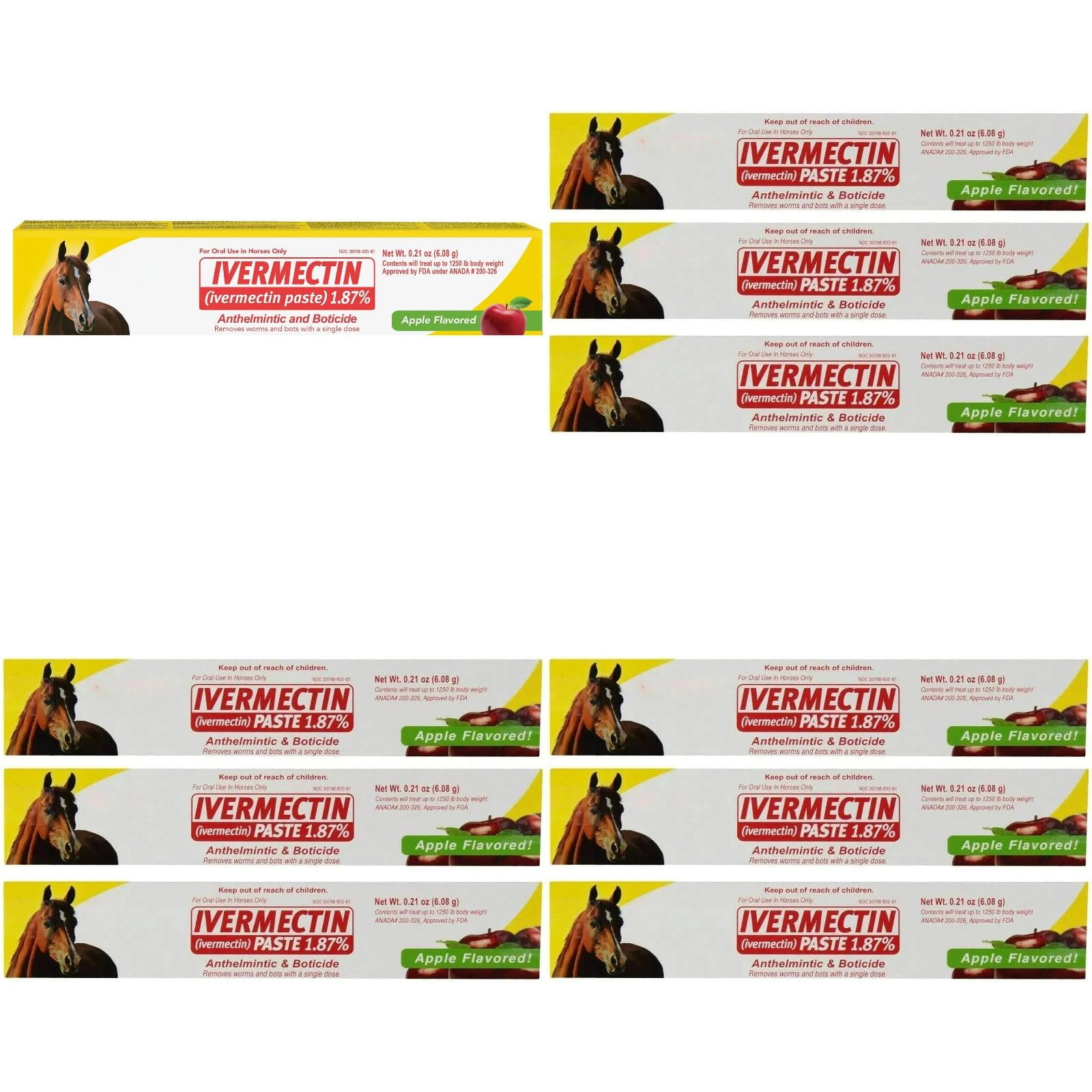 10 Pack of Paste, 0.21 Ounces, Apple Flavored Horse Dewormer control of ...