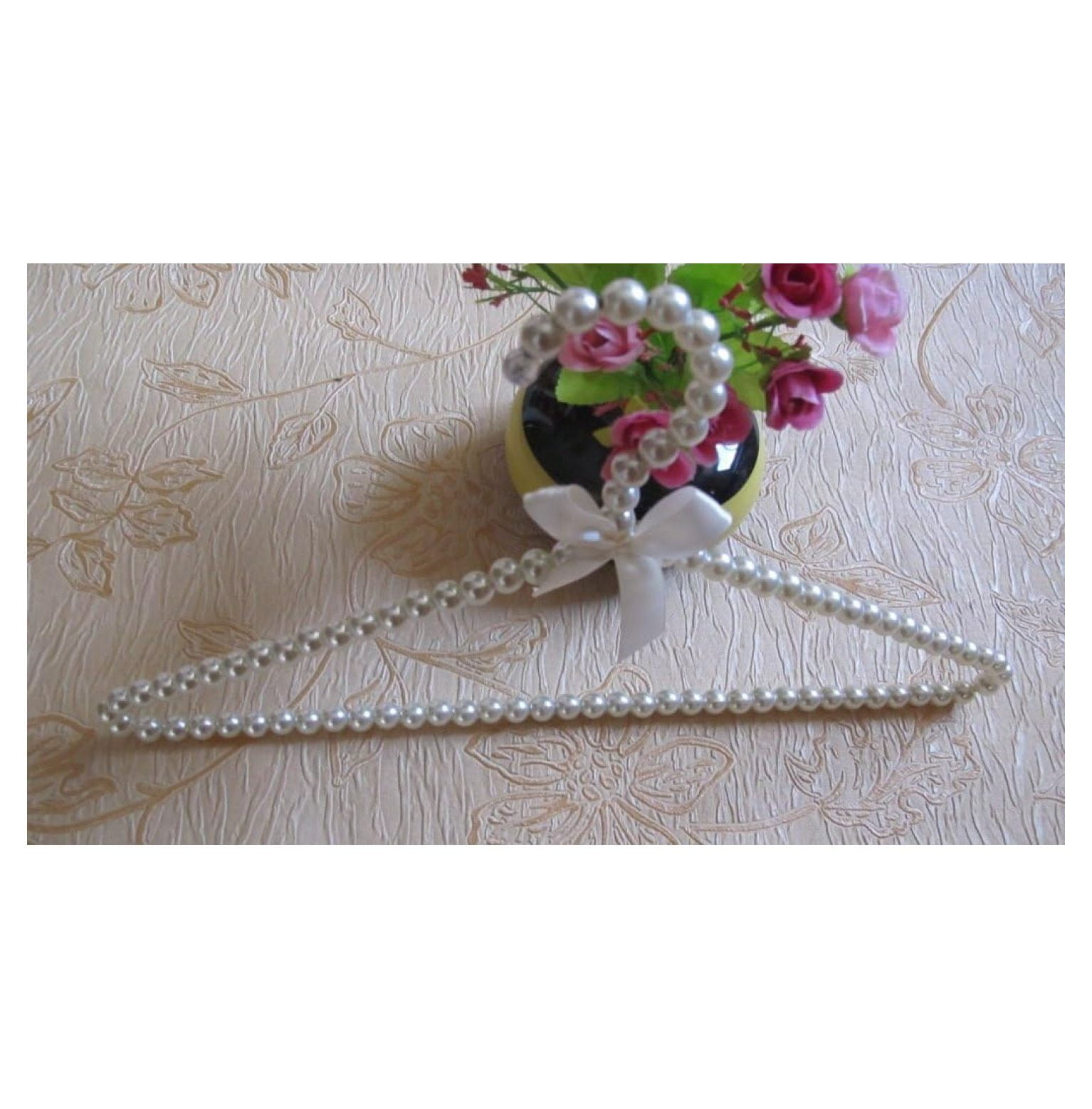 10 Pack Pearl Beads Metal Clothes Hangers Standard Hangers (White ...