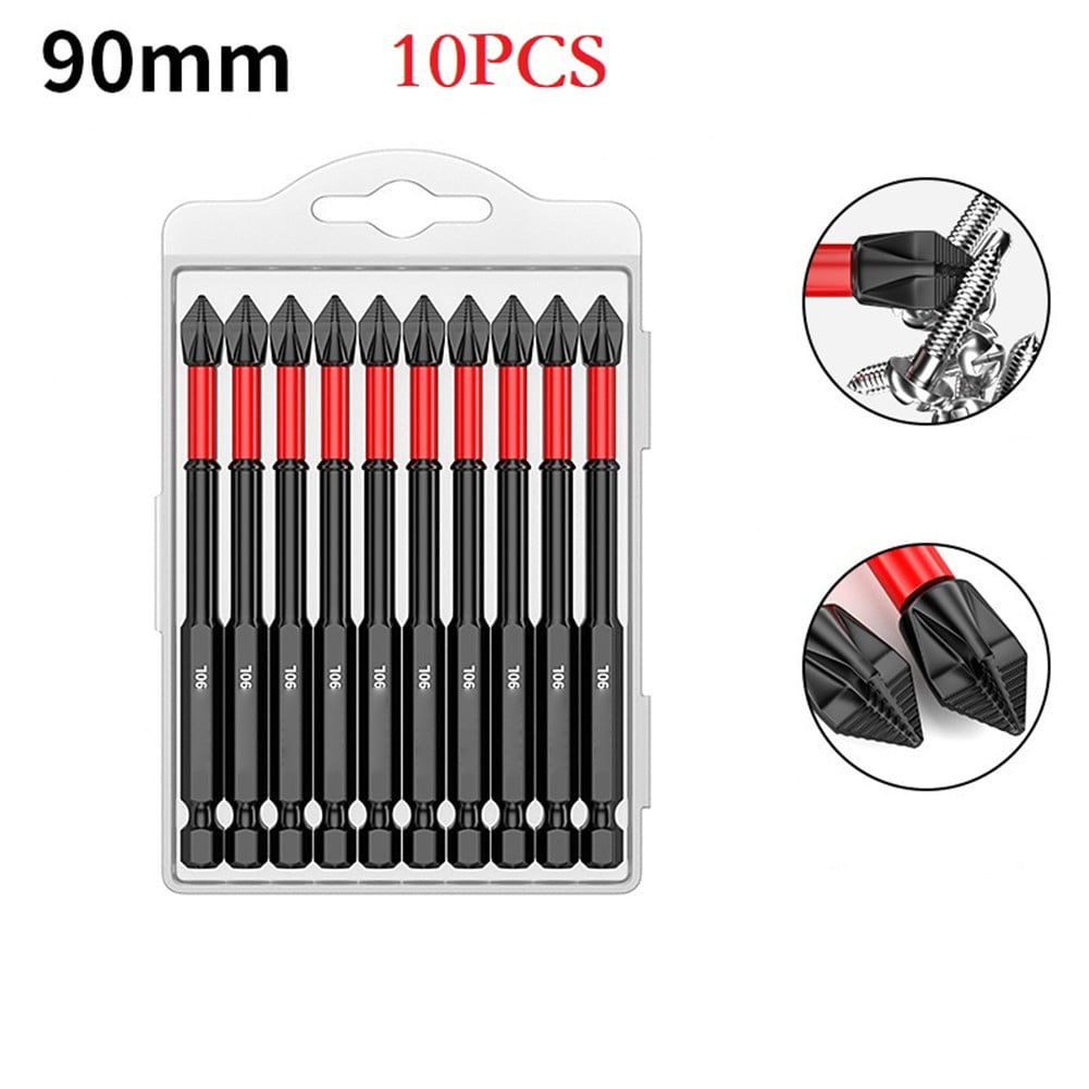 10 Pack Ph2 Magnetic Screwdriver Bit Set Anti-Slip Long Driver Drill ...