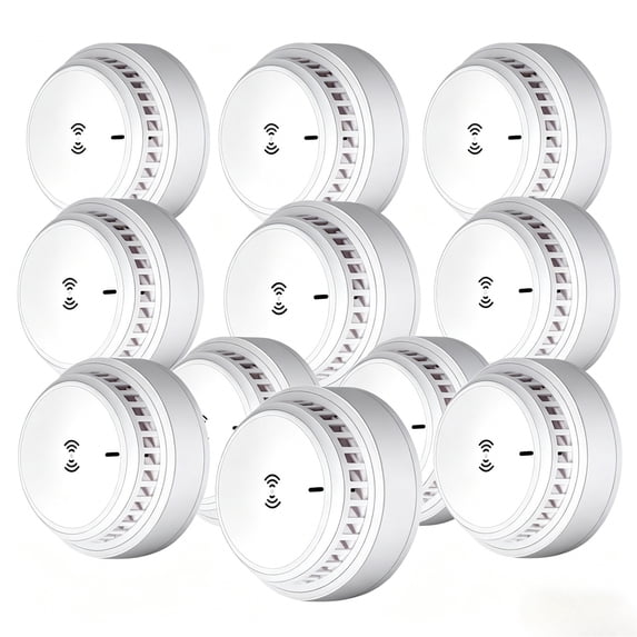 10 Pack Photoelectric Smoke Alarm Detector, Home Fire Safety Sensor ...