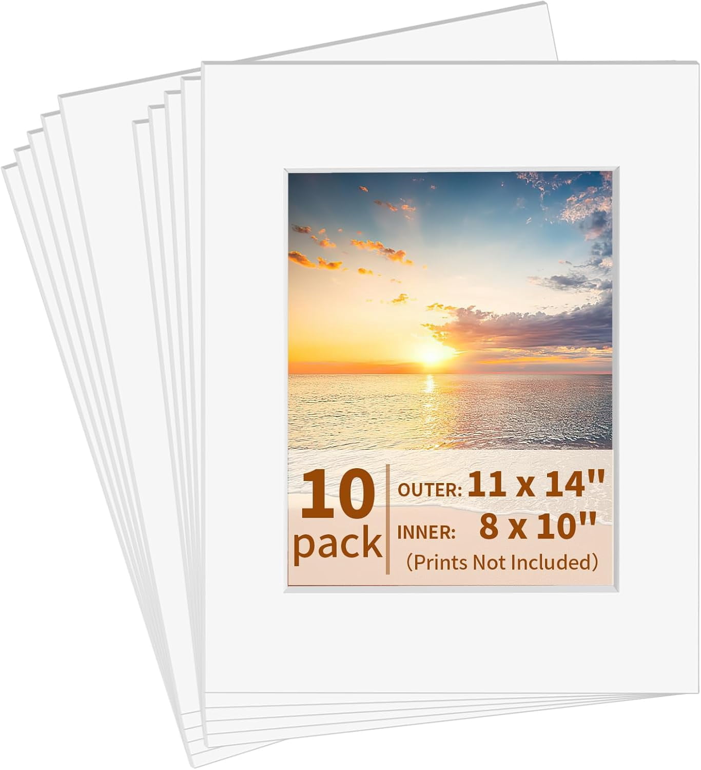 10 Pack Picture Frame Mats, 11x14 Matted to 8x10 Photo Mats, Acid Free ...