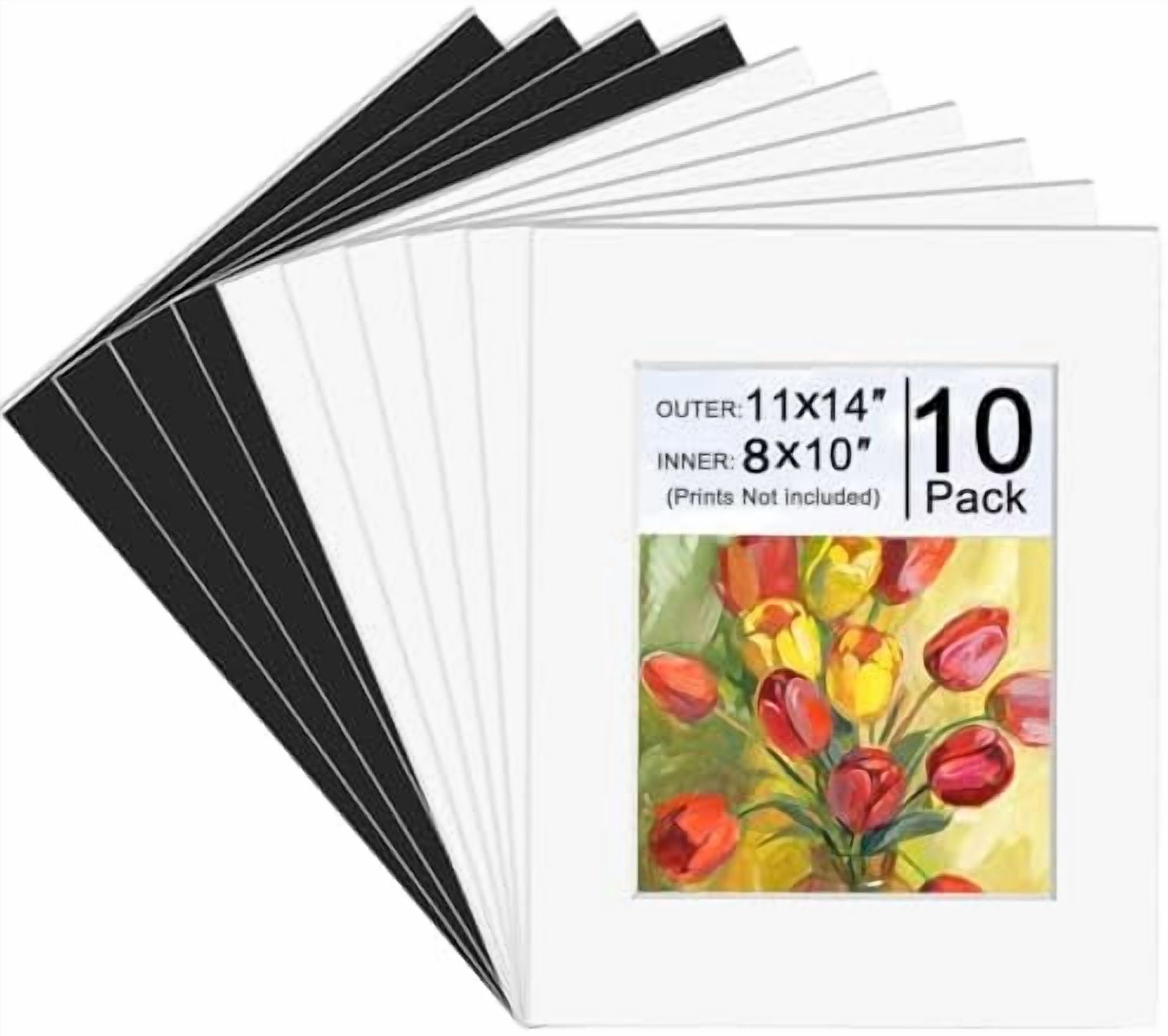 10 Pack Picture Frame Mats, Acid Free 11x14 Matted to 8x10 Photo Mat ...