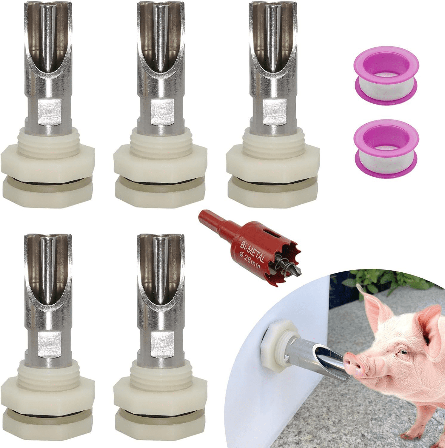 10-Pack Pig Waterer Nipples with Water Tank Connectors - 1/2in Copper ...
