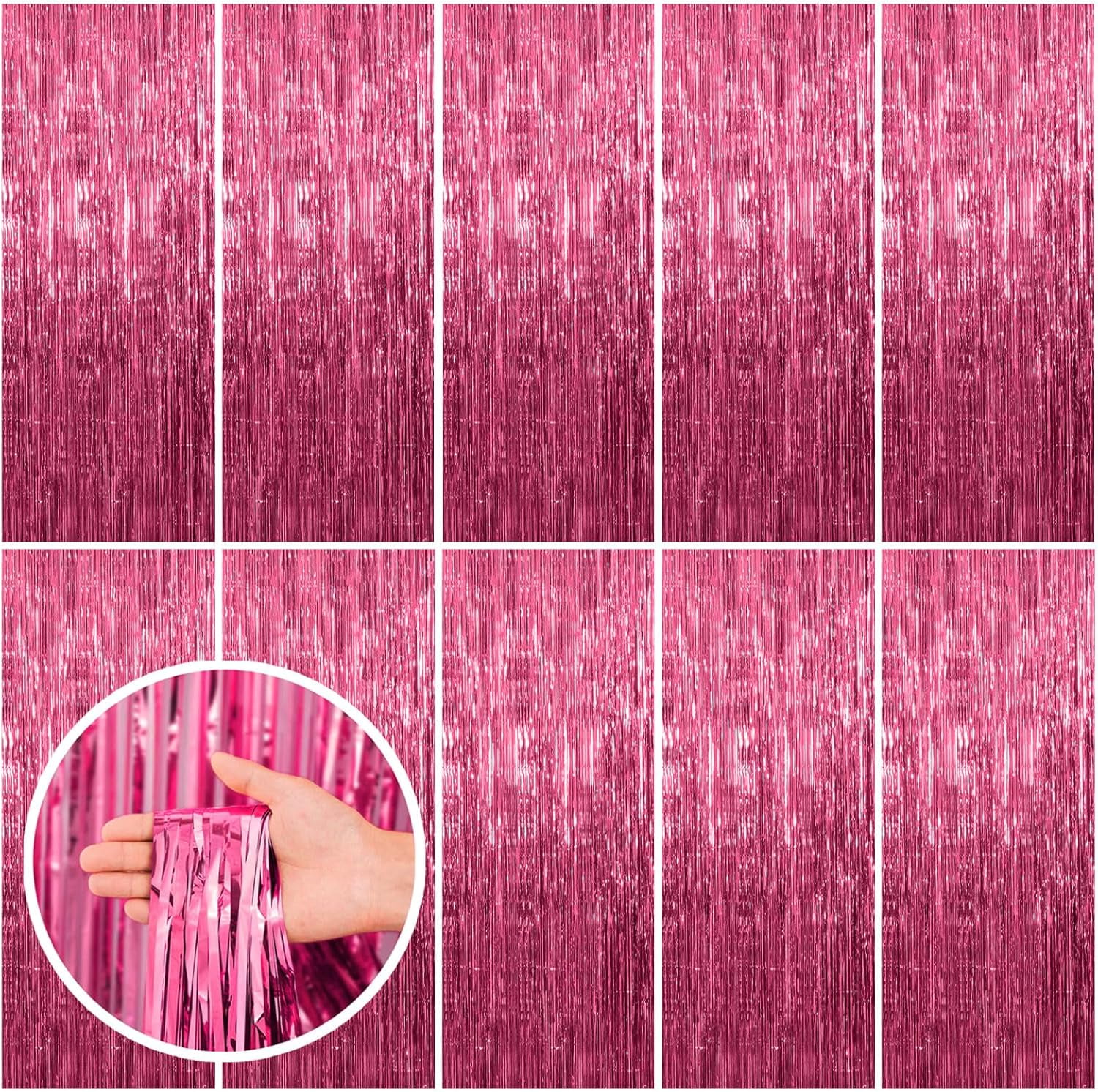 10 Pack Pink Backdrop Party Decorations Tinsel Curtain Party Backdrop ...