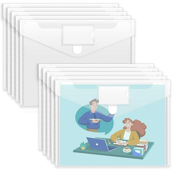 10 Pack Plastic Envelopes File Folders, Clear Folder for Document US ...