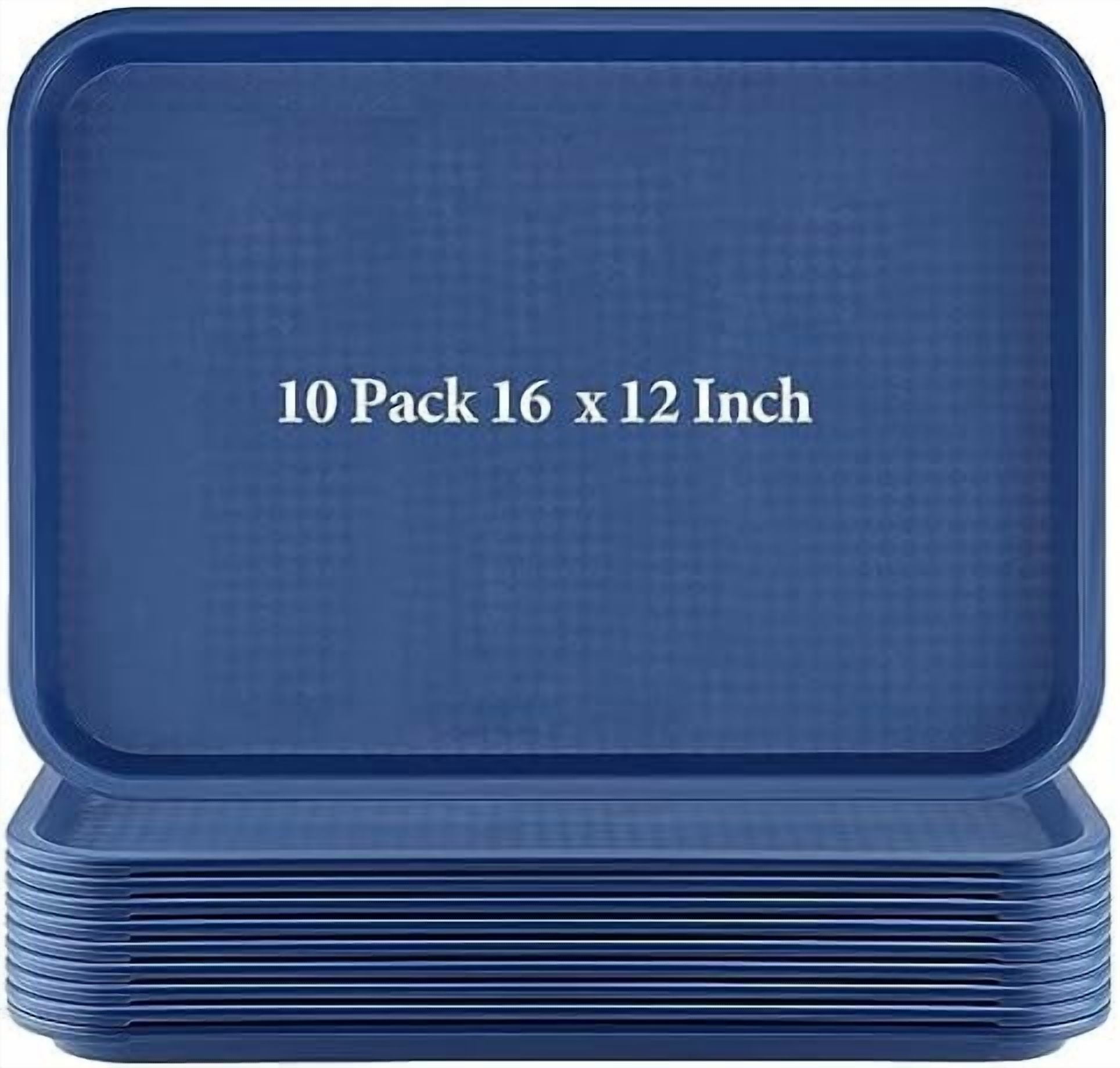10 Pack Plastic Fast Food Tray, 16 x 12 Inch Plastic Cafeteria Trays ...