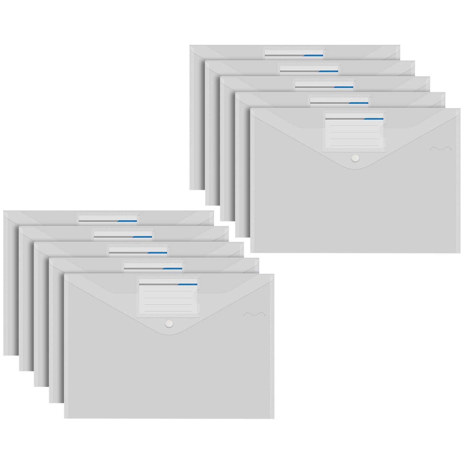 10 Pack Plastic File Folders with Label Pockets - US Letter & A4 Size ...