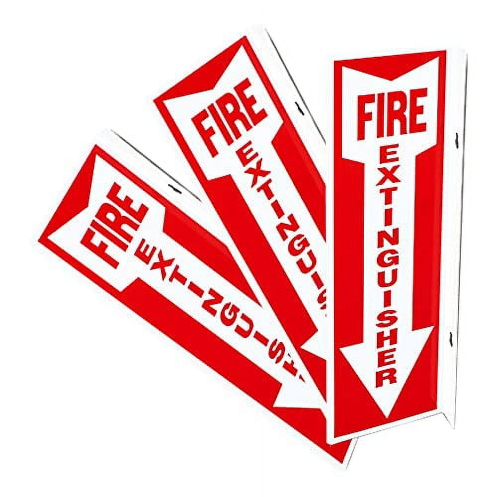 (10 Pack) Plastic Fire Extinguisher Sign on a 90 Degree Angle 4" x 12 ...