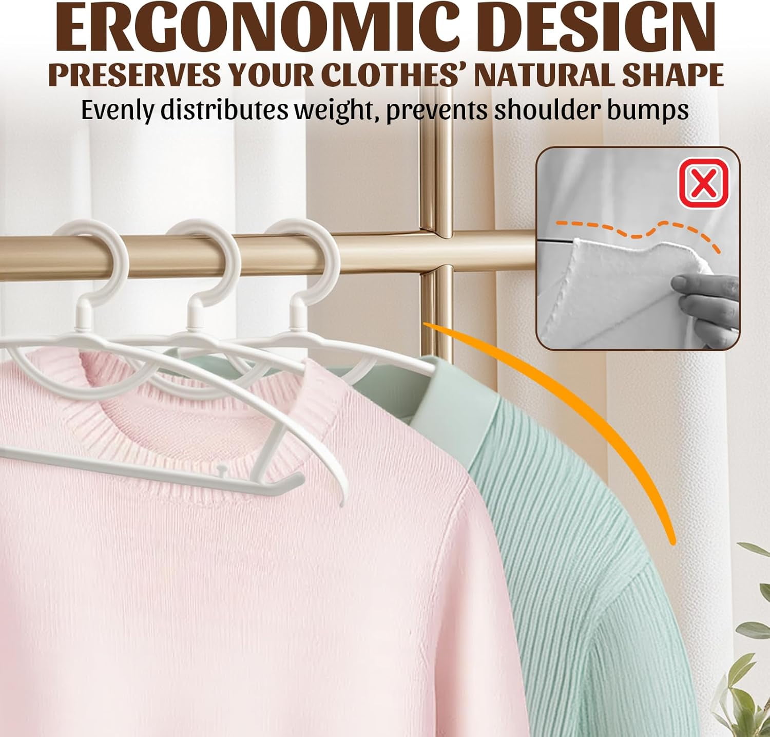 10 Pack Plastic Hangers, Lightweight Wide Shoulder Clothes Hanger Non ...