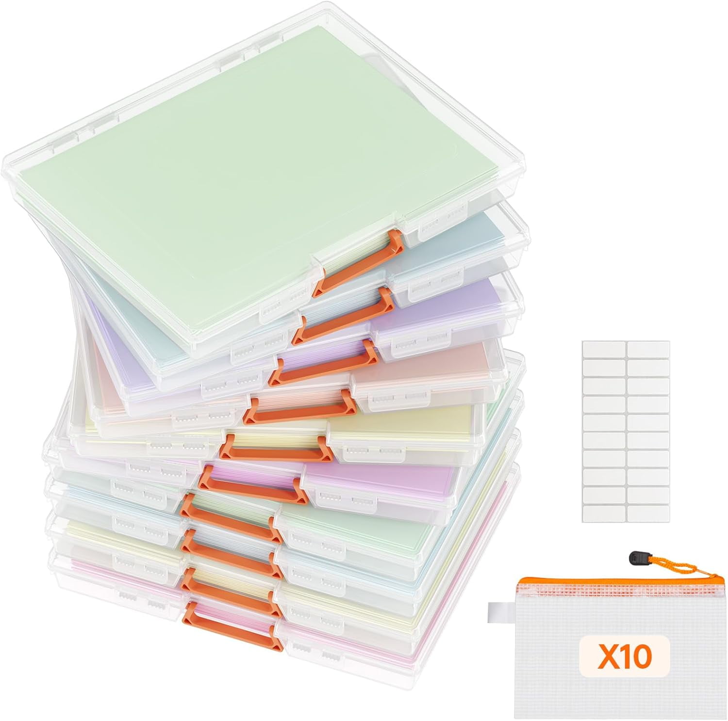 10 Pack Plastic Multi-purpose Storage Box, A4 Size, 10 Extra Zipper ...