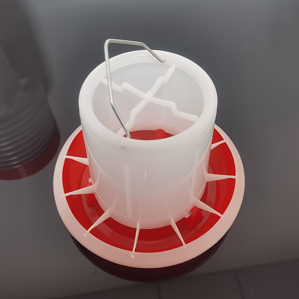 10-Pack Plastic Poultry Feed Buckets - 3.3LB Red/White Chicken Feeder ...