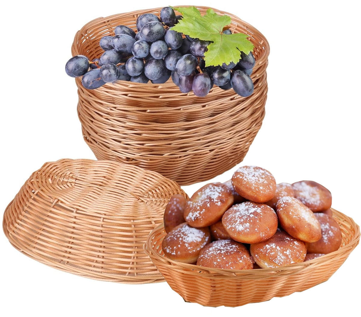 10 Pack Plastic Small Gift Baskets,Empty Bread Basket 8.66 x 6.69 x 2. ...
