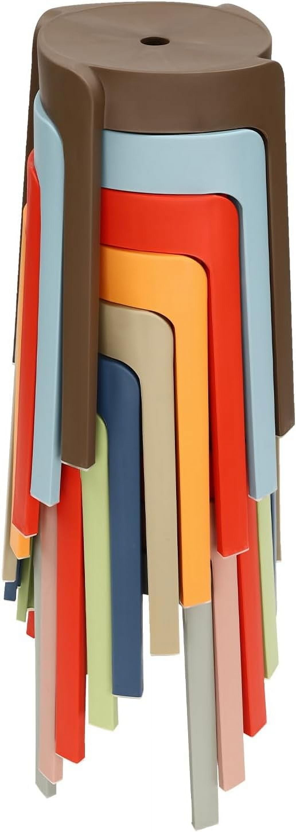 10 Pack Plastic Stackable Stools, 18 Inch Colorful Round Classroom ...